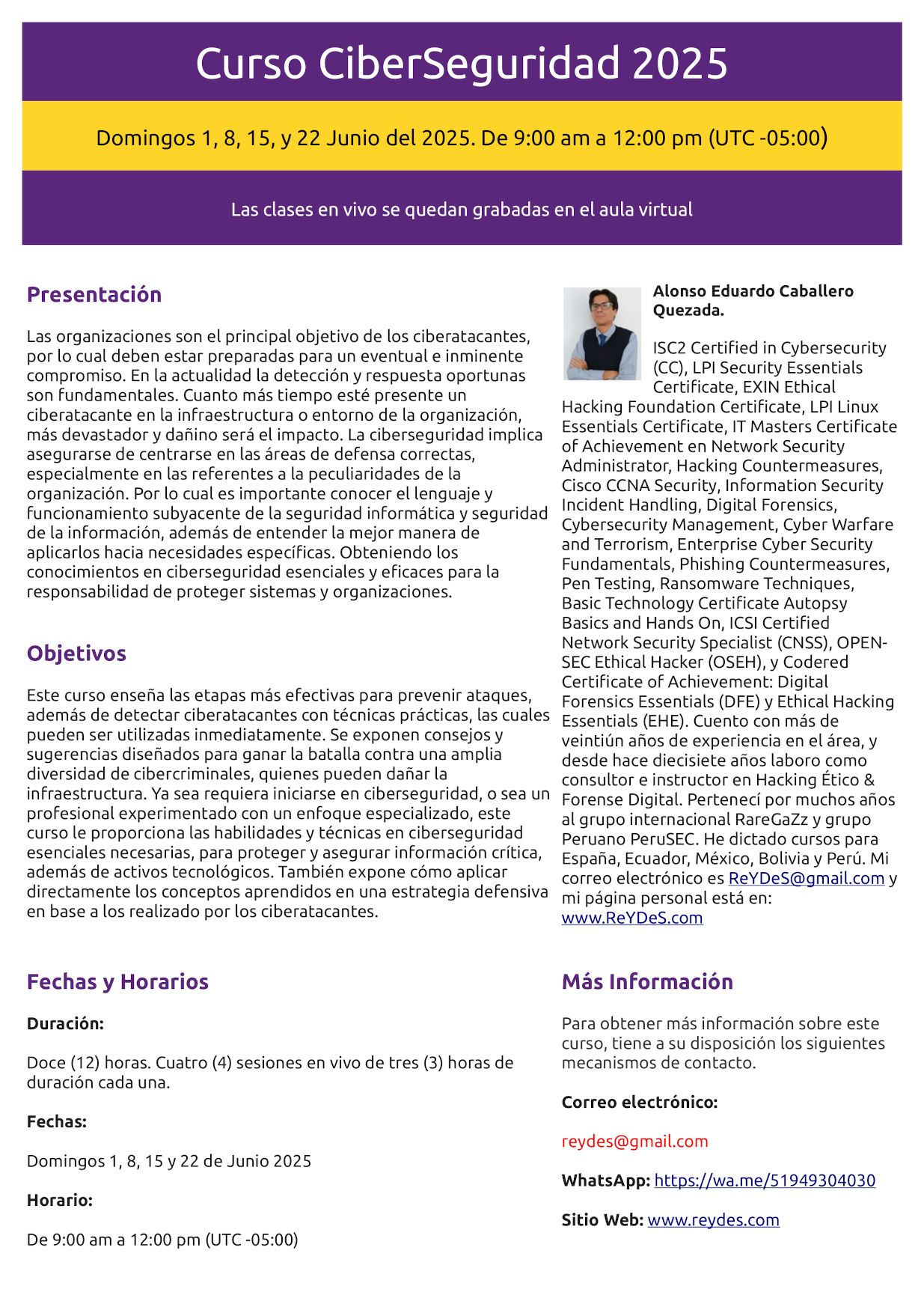 Curso de Ciberseguridad | Alonso Caballero / ReYDeS