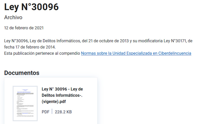 Ley de Delitos Informáticos - Ley Número 30096 | Alonso Caballero / ReYDeS