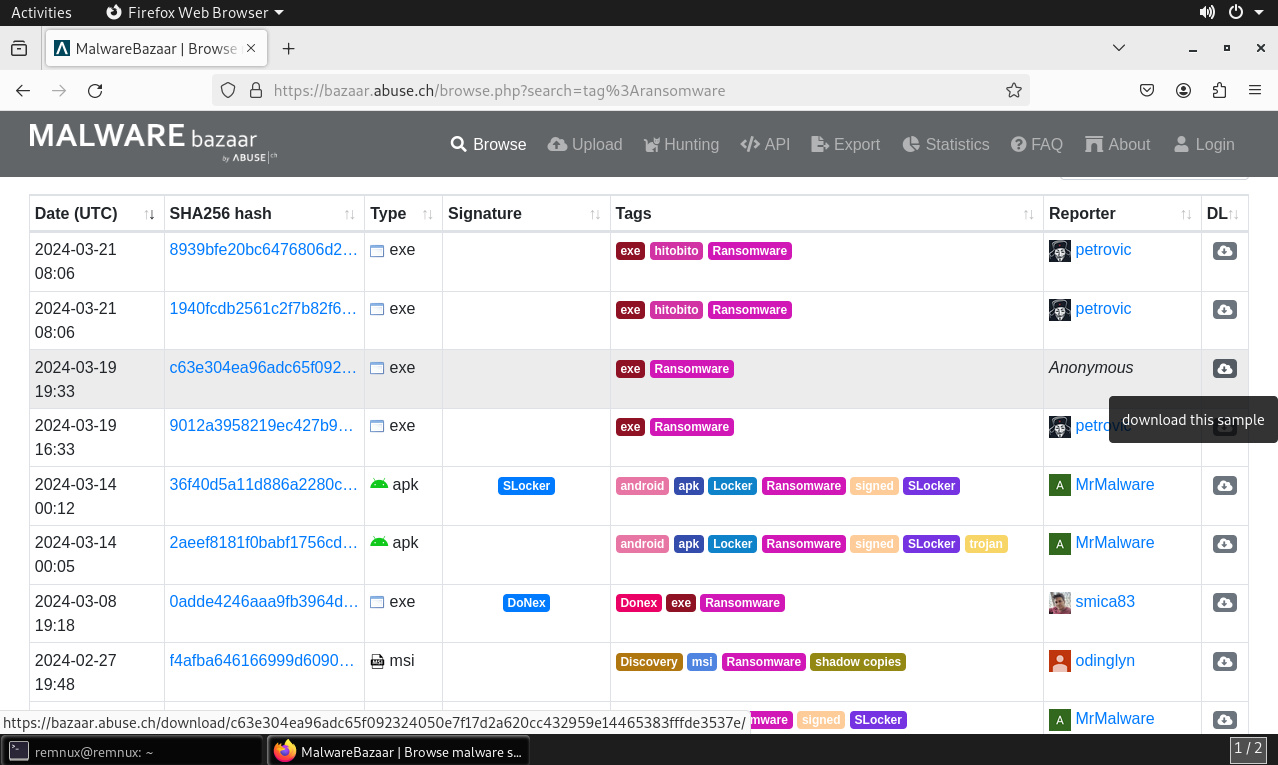 Descargar Muestras de Malware desde MalwareBazaar | Alonso Caballero / ReYDeS